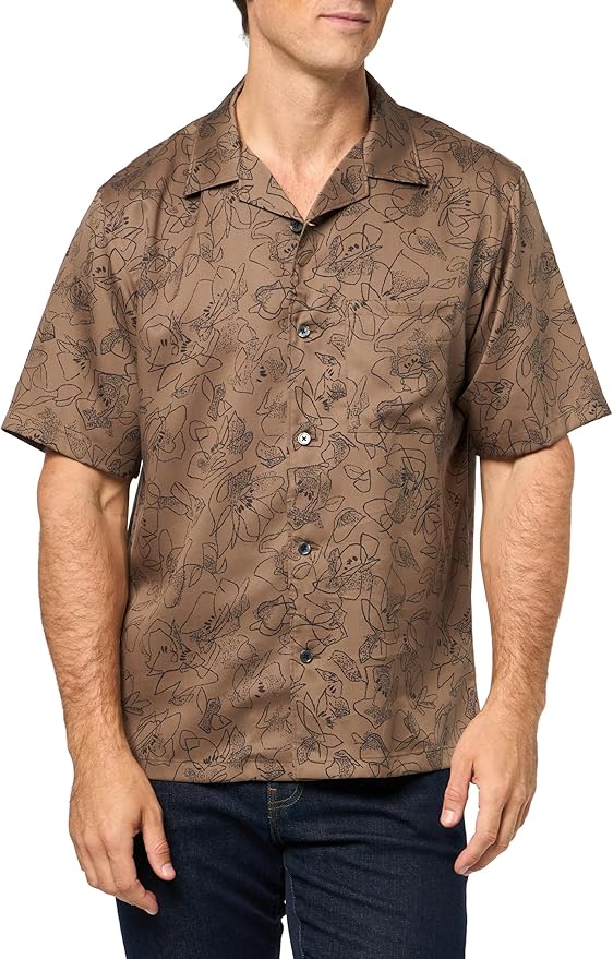 Theory Noll Short Sleeve Shirt in Floral Lyocell - Walnut – EUROMODA
